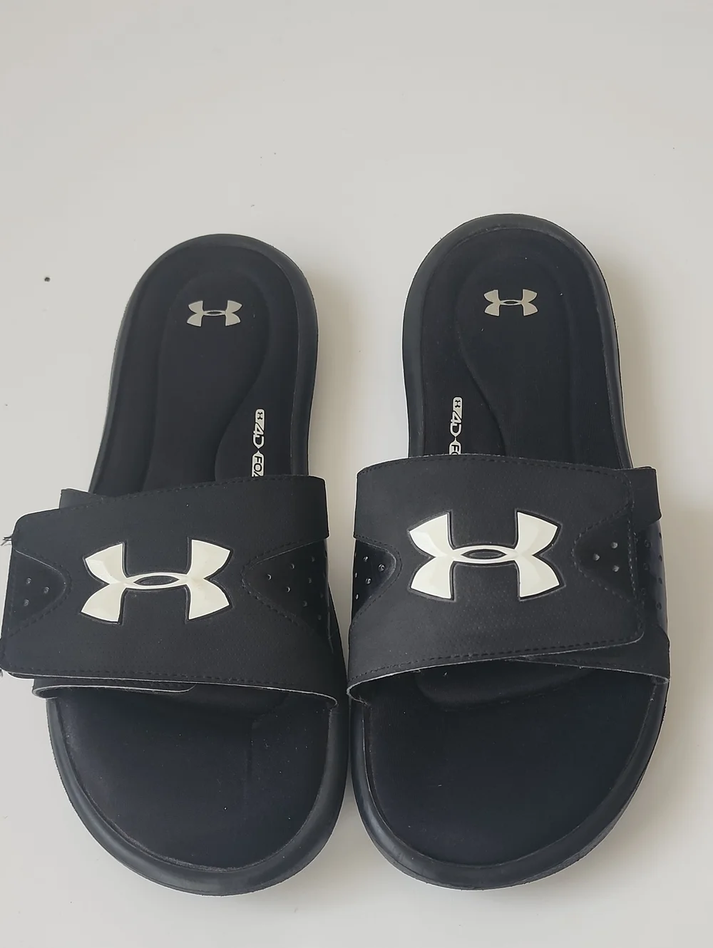 Under Armour | Shoes | Under Armour Black Slides With White Logo Accent ...